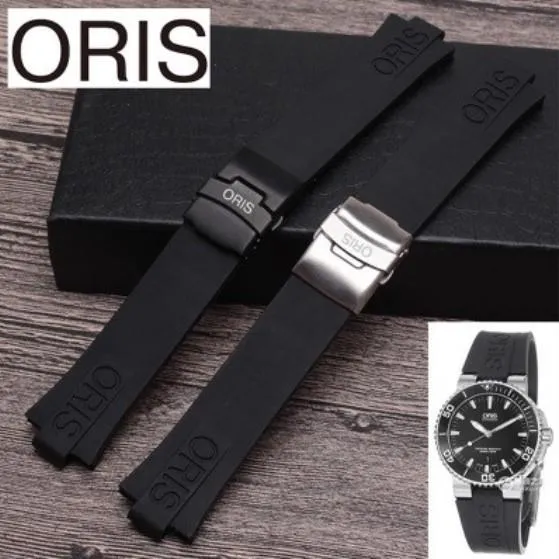 24MM Replacement Black Rubber Wrist Band Strap For ORIS Diver TT1 Watch ...