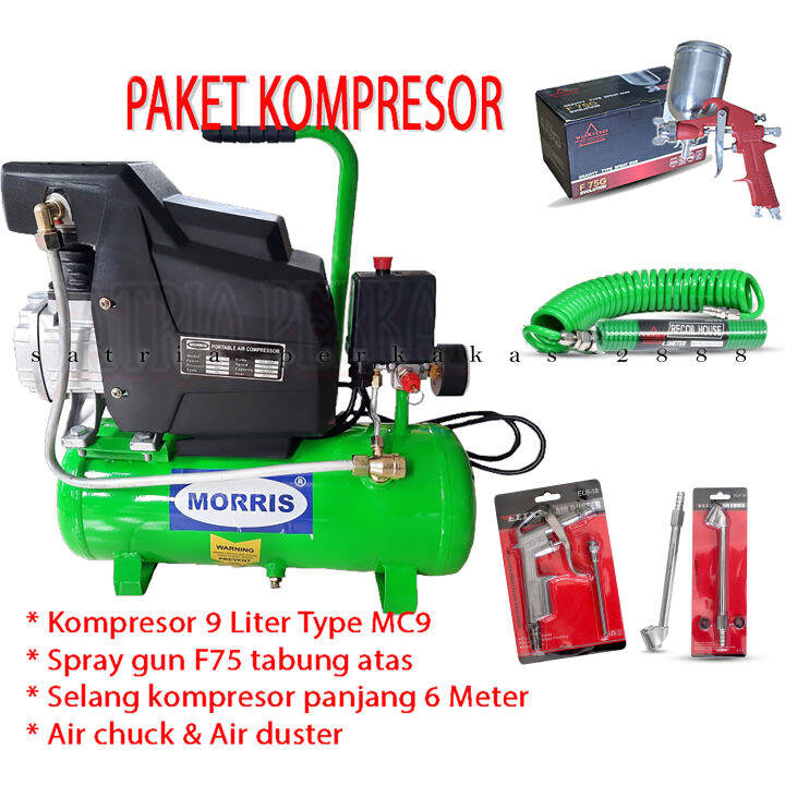 COD BERGARANSI PAKET kompresor angin listrik MORRIS 9 LITER ...
