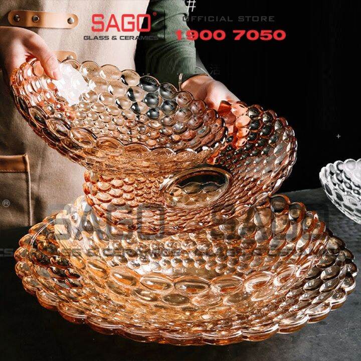 Đĩa Thủy Tinh Màu Để Trái Cây Size To Chấm Bi Cao Cấp 24cm , 29cm , 36cm | Tùy Chọn | Lazada.vn