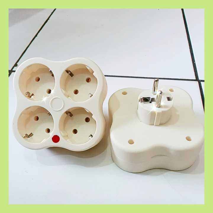 PROMO!! T Multi Colokan Listrik Lubang 4 terminal kuningan,kuat dan ...