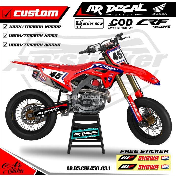 Sticker Dekal CRF 450 Fullbody Stiker motor keren variasi CRF 450 Supermoto Custom Desain AR-003 ...