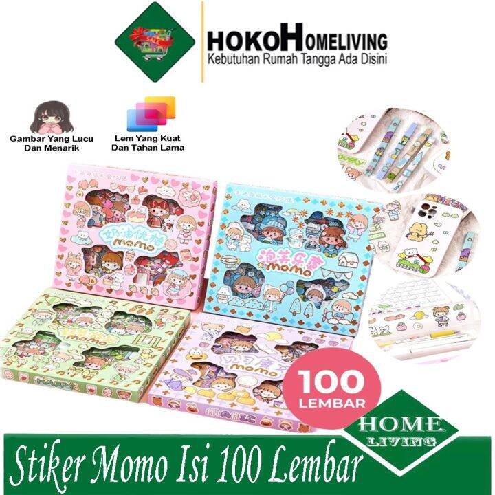 HOKO Momo Stiker 2D 100 Lembar Lucu Sticker Kartun Korea Motif Anti Air | Lazada Indonesia