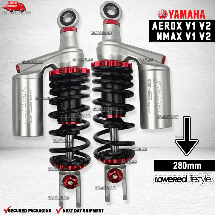 Yamaha Aerox V1 V2 and NMAX V1 V2 Rear shock Silver 2pcs with Lowered ...