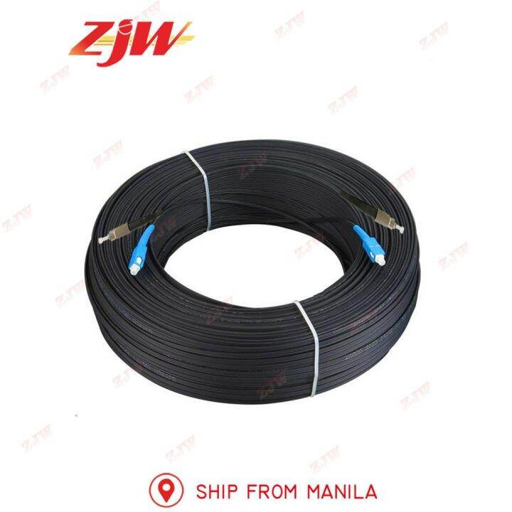 ☬2 Core FTTH Fiber Optic Drop Cable w SC UPC FC UPC Connectore 100m ...