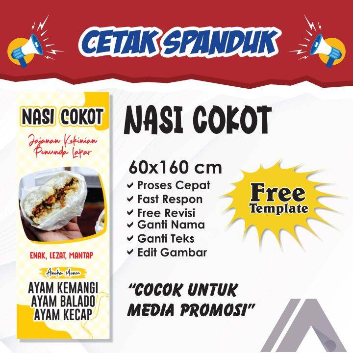 cetak banner spanduk NASI COKOT ukuran 60x160 bisa custom | Lazada ...