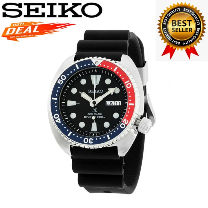 Seiko Diver's Auto Hand Movement Day & date 21 Jewels Black Dial Resin ...