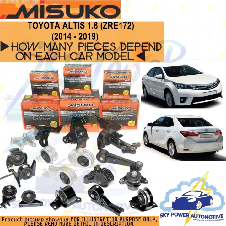 TOYOTA ALTIS ZRE172 1.8 (AUTO) MISUKO ENGINE MOUNTING (SET) | Lazada