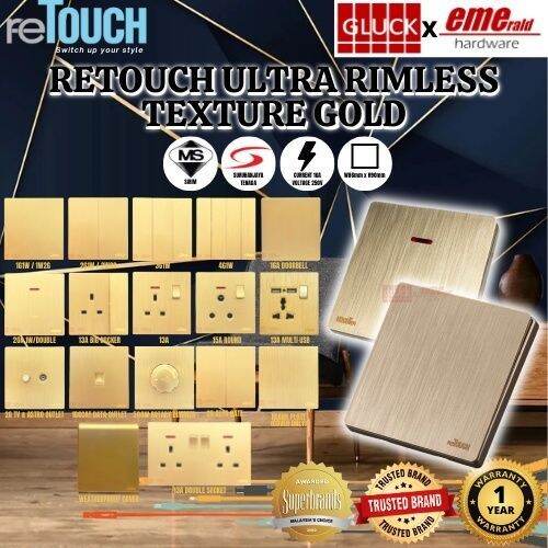 RETOUCH Ultra Rimless Switch Series rumah 1Gang 2 Gang 3 Gang 4 Gang ...