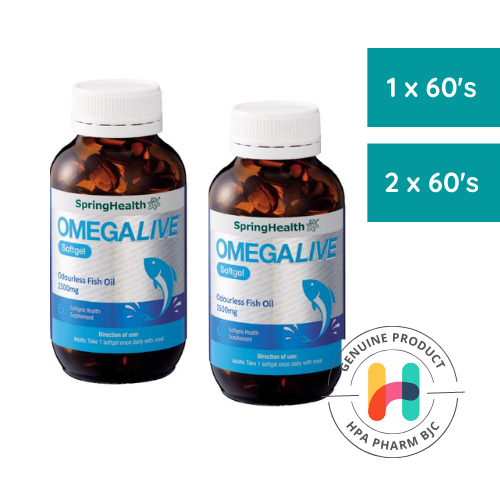 SPRINGHEALTH OMEGALIVE ODOURLESS FISH OIL 1500MG SOFTGELS 60'S | Lazada