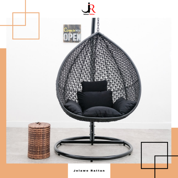 Ayunan Gantung Pear Rotan Sintetis Set Lengkap Bantal | Lazada Indonesia