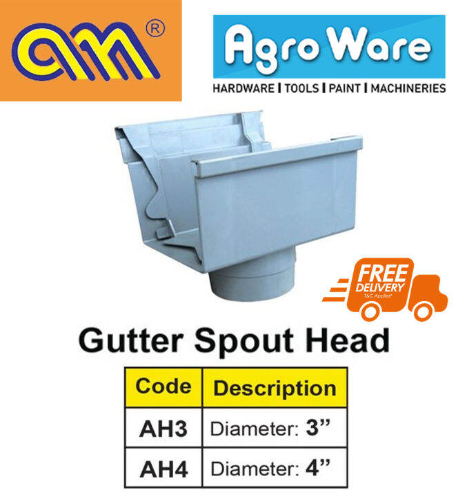 ARENSI MARLEY 3* / 4* F300 UPVC Gutter Spout Head (Grey) | Lazada