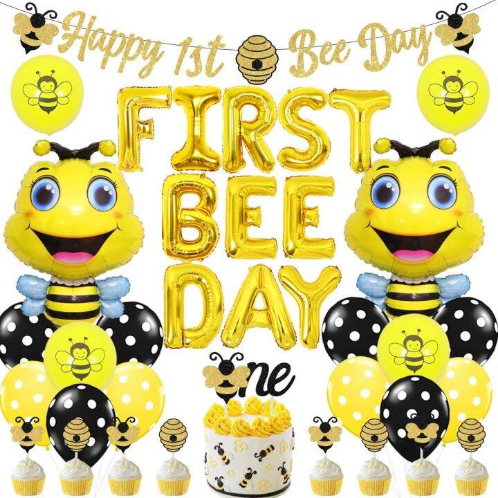 JOYMEMO Bee 1st Birthday Party Decorations for Boys Girls, Bumble Bee ...