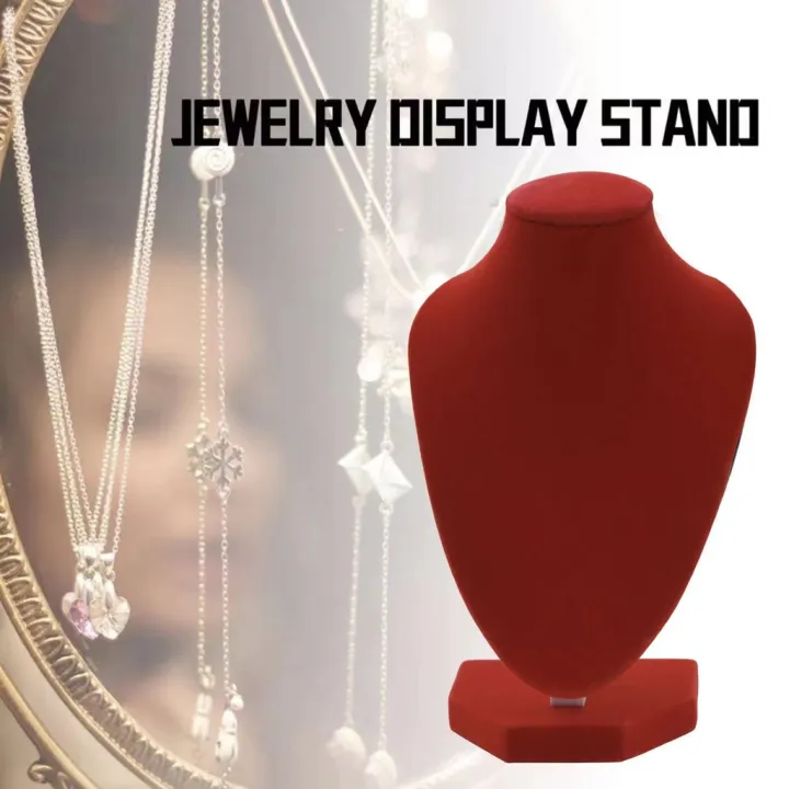 Special red Velvet head Jewelry holder Mannequin Necklace Display Stand ...