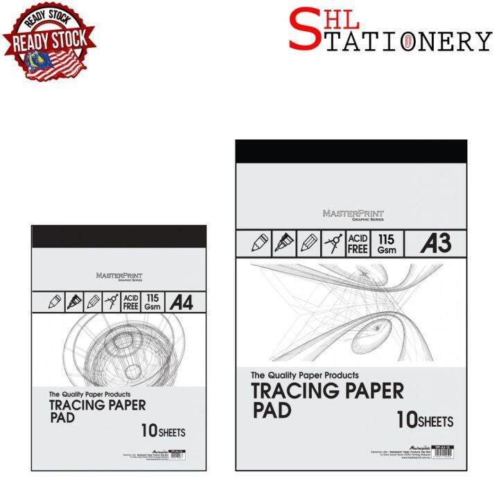 MASTER PRINT A3 / A4 Tracing Paper Pad 10's 115gsm Vellum Paper ...