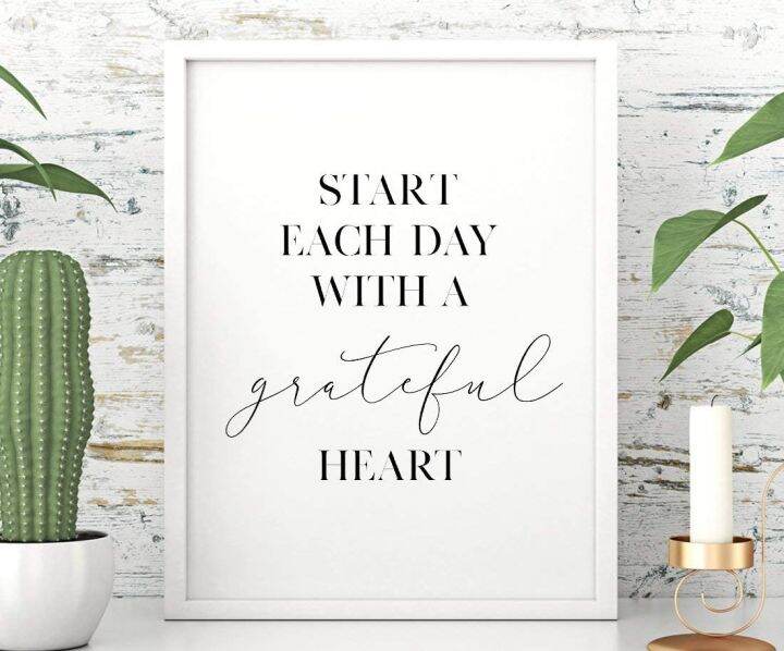 Wood Framed Signwooden Prints Printable Start Each Day with a Grateful ...