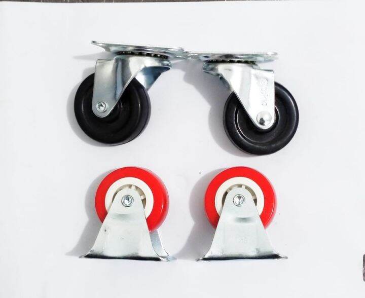 Roda Troli 3 1Set (2hidup+2mati) Roda karet / Roda Troly / Roda Etalase ...