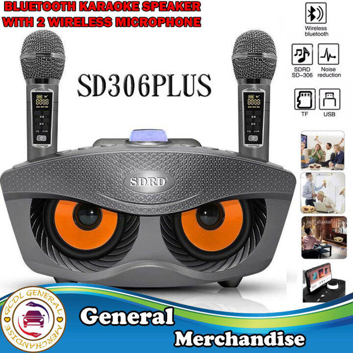 SD306 Plus With 2 Wireless Microphones Outdoor Family KTV Stereo Mic ...
