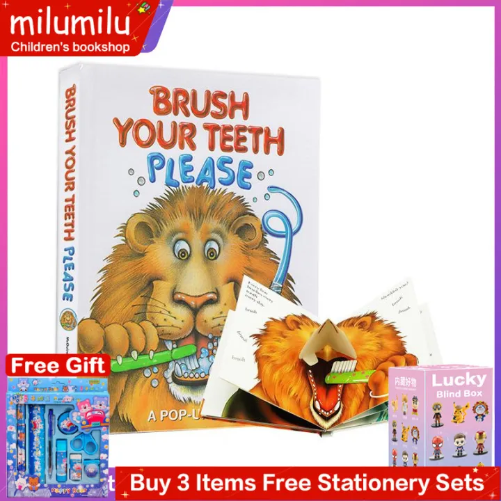 Original Children Popular Books Brush Your Teeth Please Open Up 3D Board book Colouring English ...