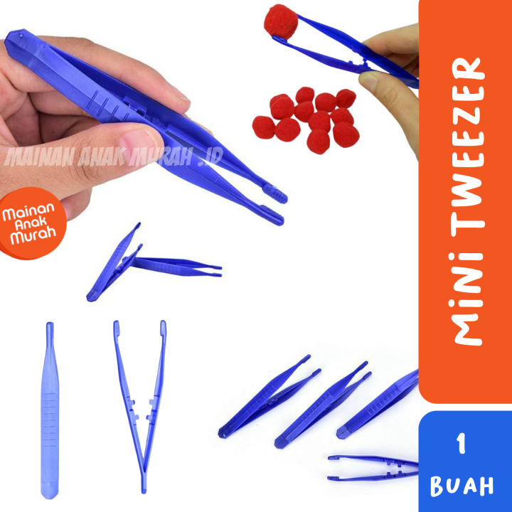 Mini Tweezer Pinset Plastik Penjepit Mini Untuk Bermain Sorting Pom Pom ...