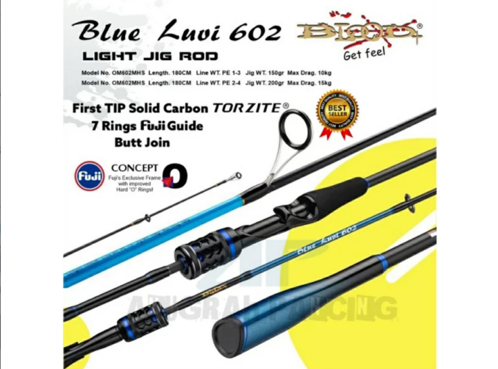 Joran Light Jigging Magno Blue Luvi Panjang 180 Ring Fuji Max Drag 15kg ...