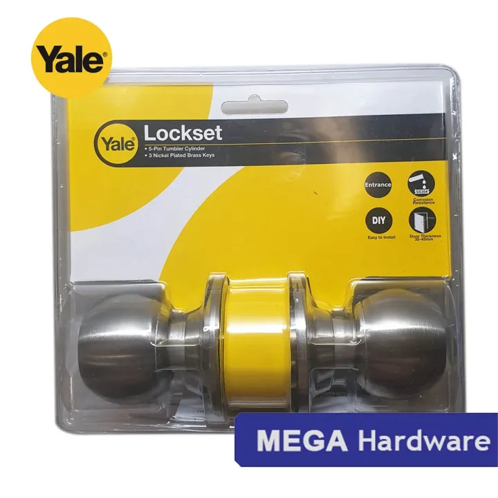 Yale Cylindrical Entrace lockset door knob Satin (with key) VCA5127 ...
