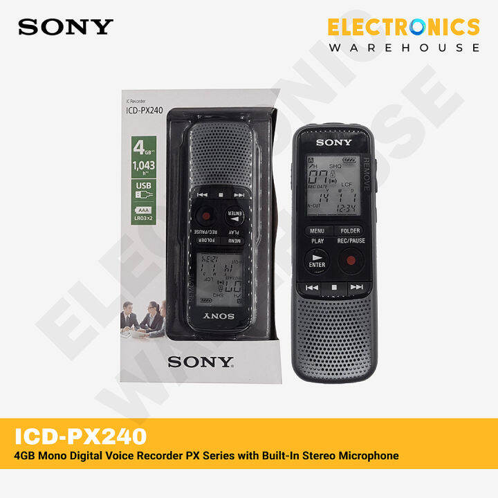 Sony ICD-PX240 4GB Mono Digital Voice Recorder PX Series with Built-In ...