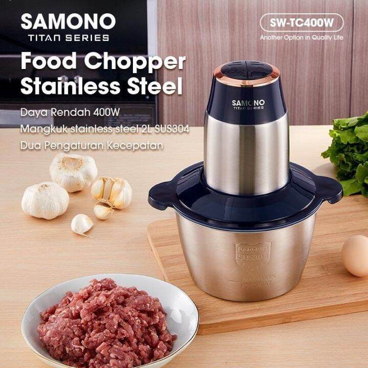 Samono 400W Food Chopper Meat Blender Penggiling Daging Sayur 2 Speed Stainless Steel SW-TC400W ...