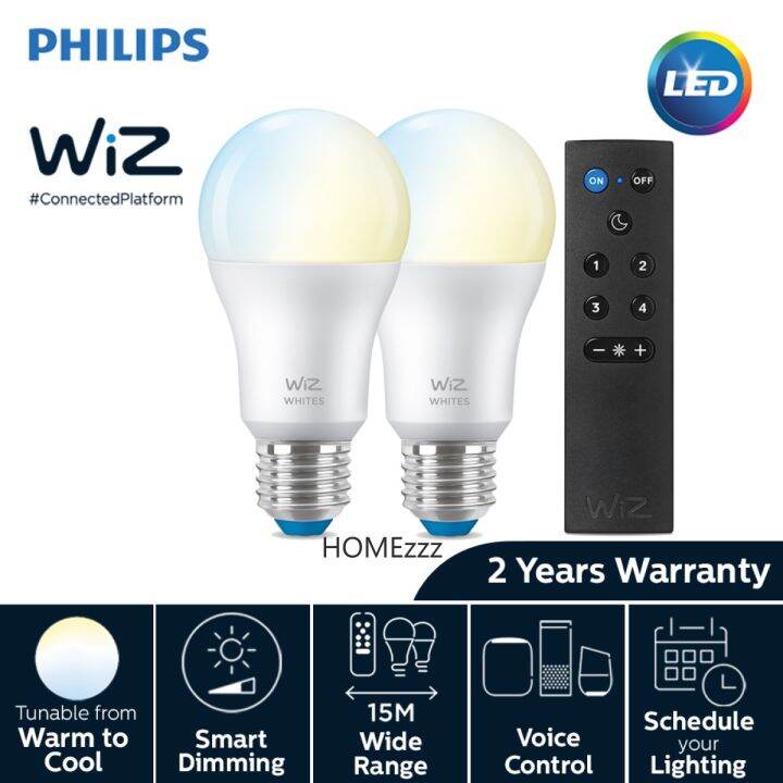 WiZ E27 Smart Lighting Tunable White Bulb (9W 2700-6500 K) Starter Kit ...
