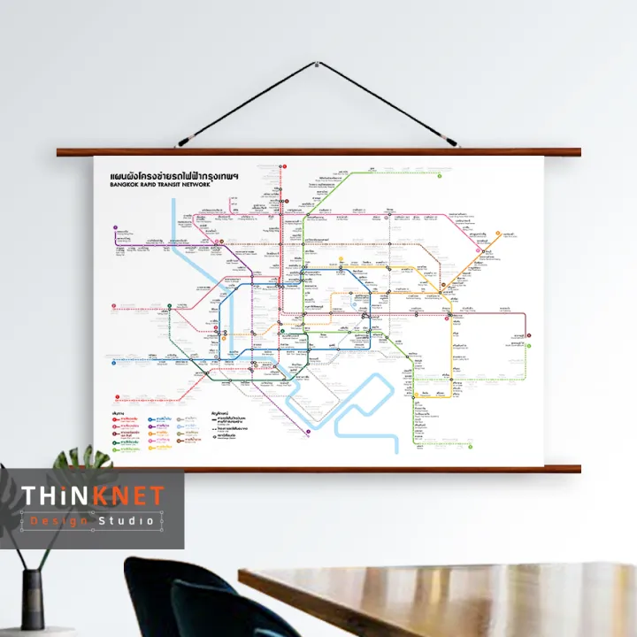 ภาพแขวนผนังแผนผังโครงข่ายรถไฟฟ้ากรุงเทพฯ Bangkok Rapid Transit Network ...