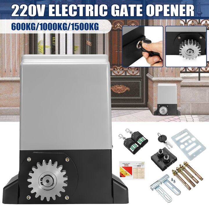 Electric Sliding Gate Opener 550W 1000KG Automatic Motor 2 Remote Kit ...