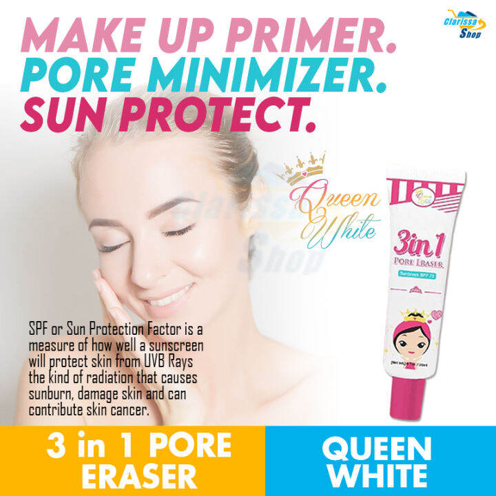 Queen White 3 in 1 Pore Eraser Sunblock Tube with SPF75 Pore Minimizer ...