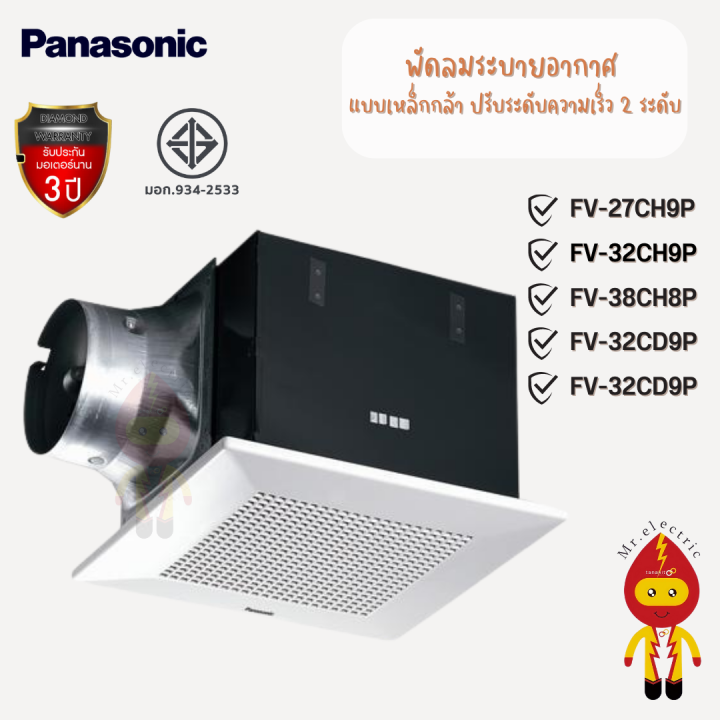 Panasonic พัดลมระบายอากาศ แบบฝังเพดาน ปรับความเร็วได้ 2 ระดับ รุ่น FV ...