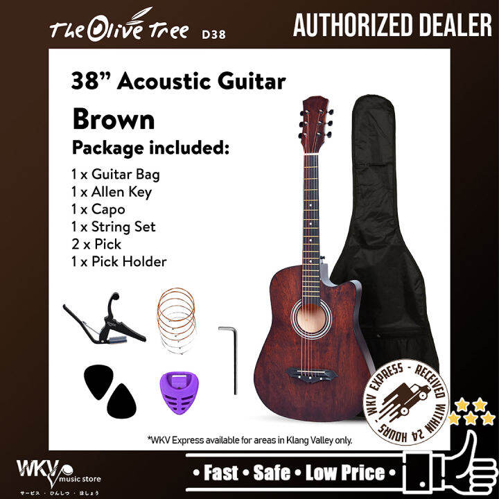 38 Inch (Custom Name/ Engrave) Acoustic Guitar Package( Gitar Akustik ...