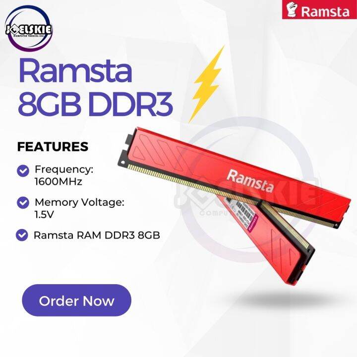 Ramsta RAM 4GB- 8GB DDR3 1600MHz Desktop Memory | Lazada PH