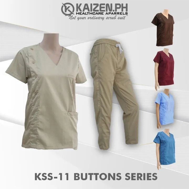 XI.NAN KAIZEN.PH Scrub Suit Kss-11 Buttons Series | Lazada PH