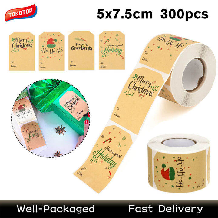 300pcs Christmas Tags, Xmas Gift Sticker, Christmas Self Adhesive Gift ...