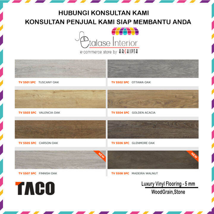 Taco - SPC Flooring/ Parquet/ Lantai kayu Locking/ Klik 5 mm ...