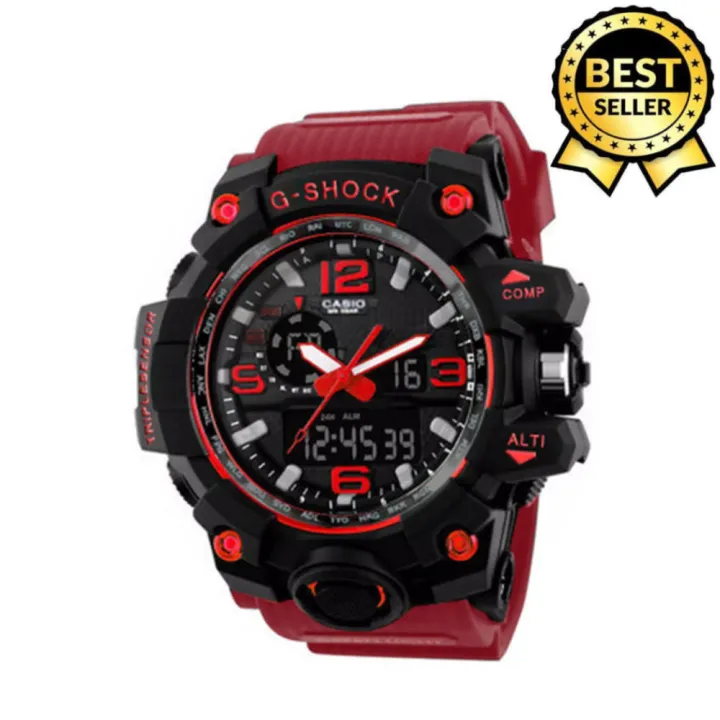 Casio Mud Resist Black Red Matte Resin Band Sports Watch for Men and ...