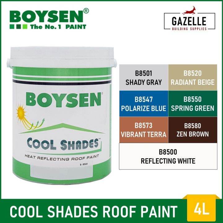 Boysen Cool Shades Roof Paint - 4L ( 7 Colors Available ) | Lazada PH