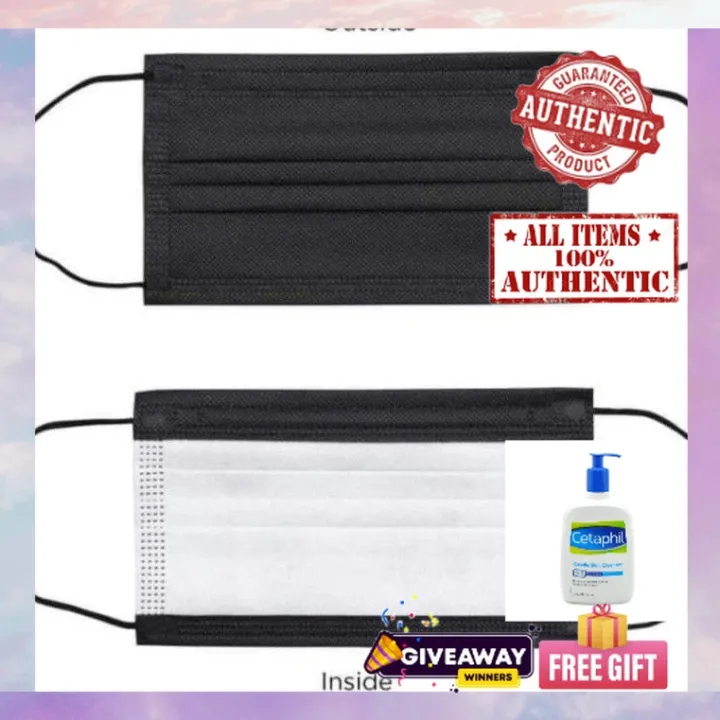 [50pcs] Black Disposable Surgical Facemask 3PLY with Box | Lazada PH