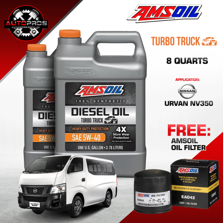 AMSOIL Turbo Truck 5W-40 100% Synthetic Diesel Oil 8 Quarts with AMSOIL ...