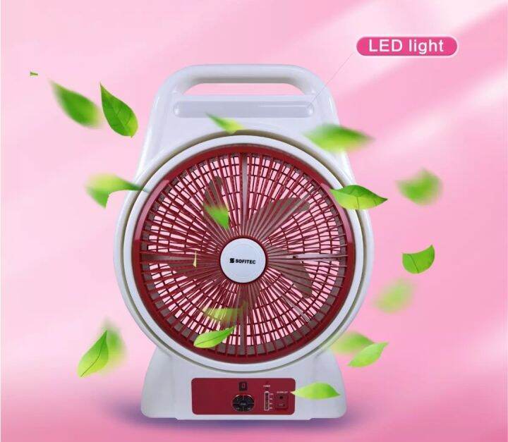 16 Inches Rechargeable Portable Box Fan Desk Fan with 60 LEDs Lamp ...