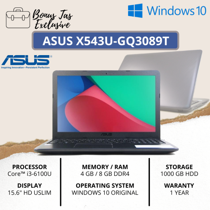 LAPTOP ASUS X543U-GQ3089T [CORE I3-6100U / RAM 8 GB DDR4 / HDD 1 TB ...
