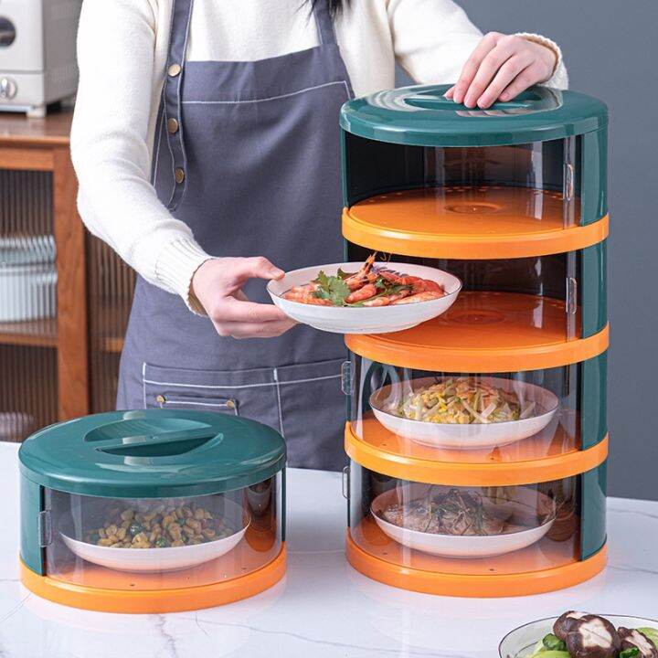 BIG 5 Layer Food Keeper Warm Keeper Food cover Transparent Stackable Dish Cover Insulation.-Z264 ...