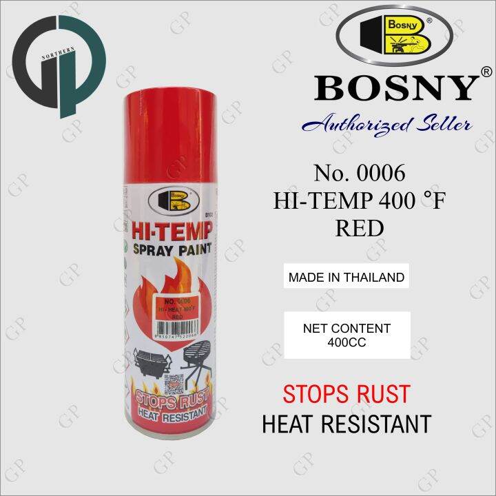 Bosny HI-TEMP 400F Spray Paint #0006 RED 400ml HI-HEAT - GPNorthern ...