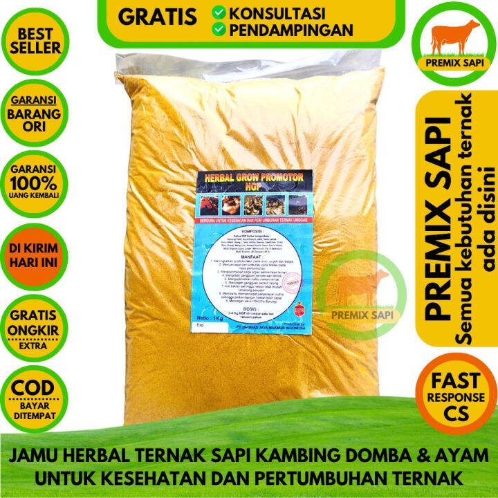 Premix Herbal Grow Promotor HGP 1 kg - Jamu Ternak Sapi Kambing Domba ...