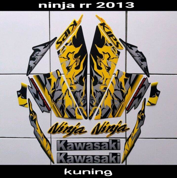 STICKER STRIPING & LIS BODI MOTOR KAWASAKI NINJA RR 2013 WARNA KUNING ...