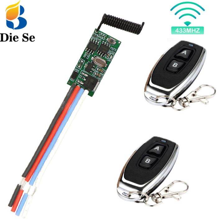 433mhz Wireless Remote Control Universal Switch Mini Relay Receiver DC ...