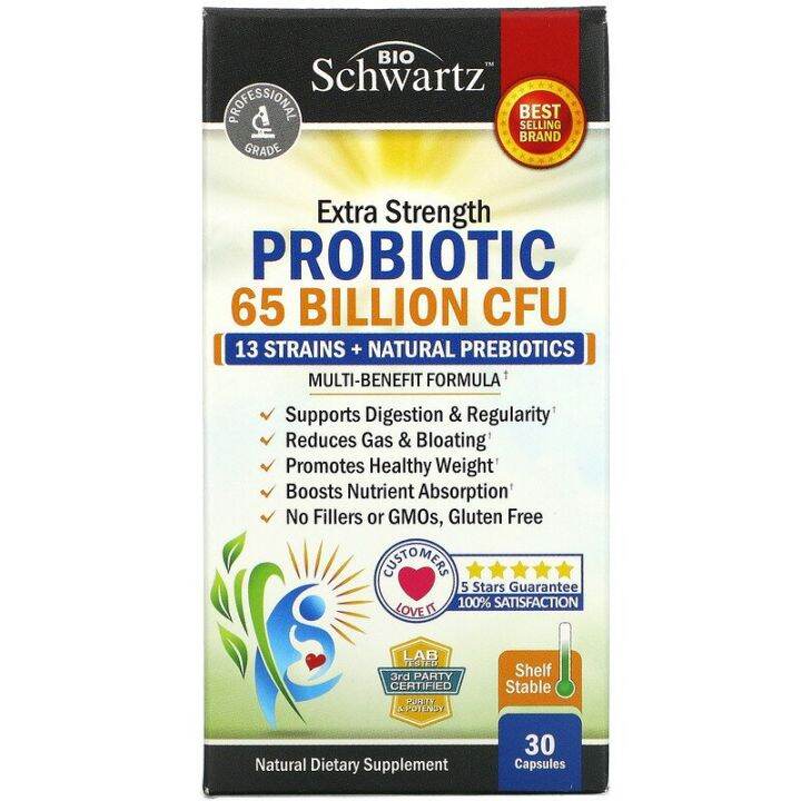 BioSchwartz, Extra Strength Probiotic, 65 Billion CFU, 30 Capsules ...
