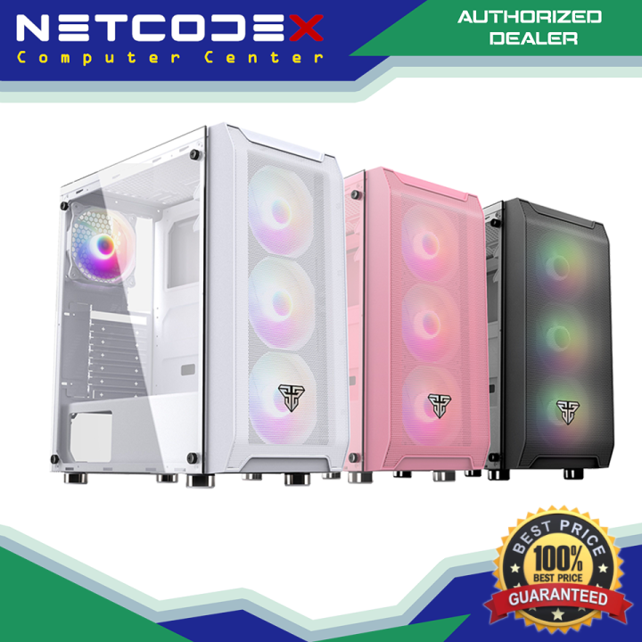 Fantech Aero CG80 with 4 RGB Fans Mid Tower Case Black/White/Pink ...